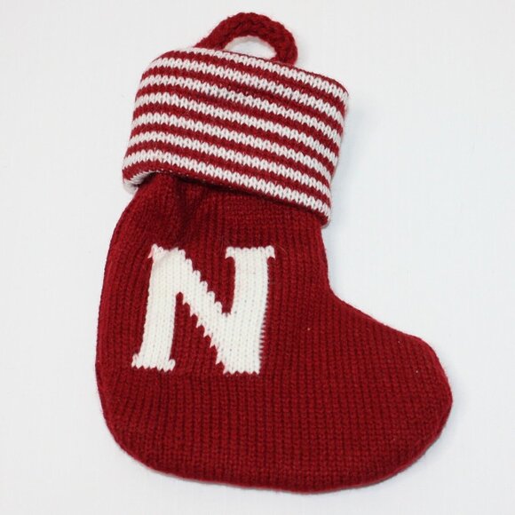 Holiday | Cable Knit Monogram With Letter N Red White Mini Christmas ...